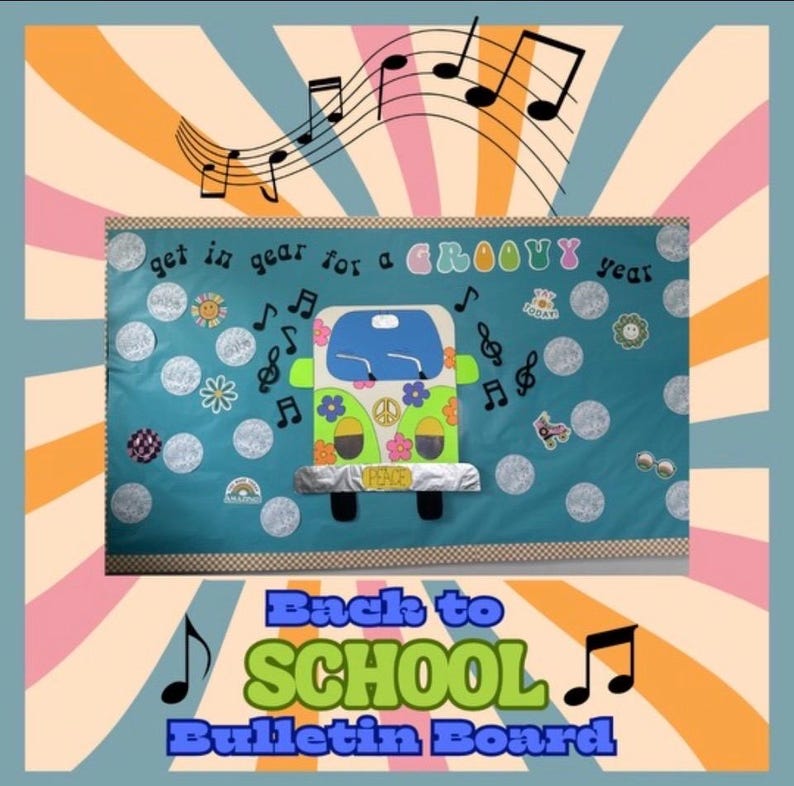 Bulletin Board Kit Back to School Get in Gear for a Groovy Year Retro ...