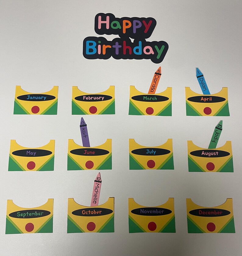 Classroom Birthday Display Crayon Theme Pre Cut Ready to Hang - Etsy