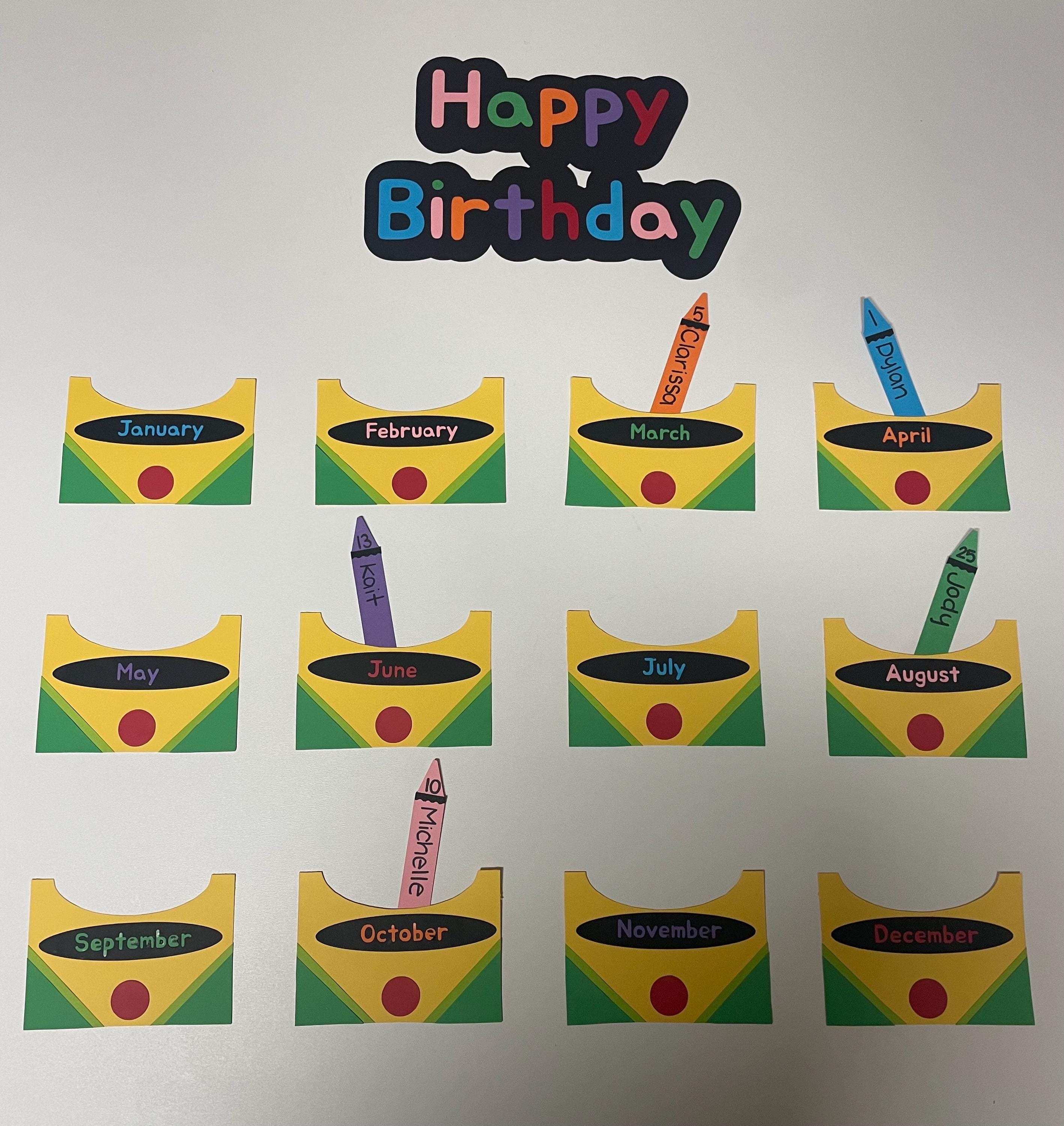 Classroom Birthday Display Crayon Theme Pre Cut Ready to Hang - Etsy
