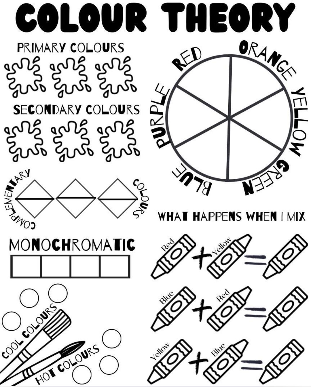 Colour Theory Worksheet Teaching Hot and Cool, Monochromatic ...