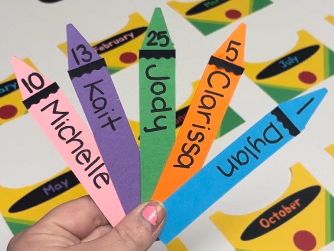 Classroom Birthday Display Crayon Theme Pre Cut Ready to Hang - Etsy