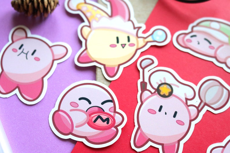 Kirby Sticker Set: Glossy, Vinyl, or Holographic Die Cut Stickers - Etsy