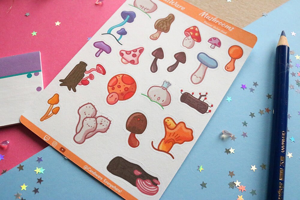 Kawaii Mushrooms Planner Stickers Cute Planner Stickers | Etsy