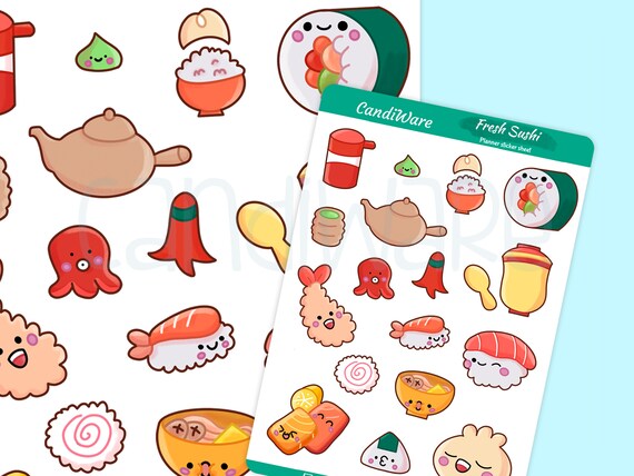 Sushi Rolls Sticker Sheet Bullet Journal Stickers Planner - Etsy
