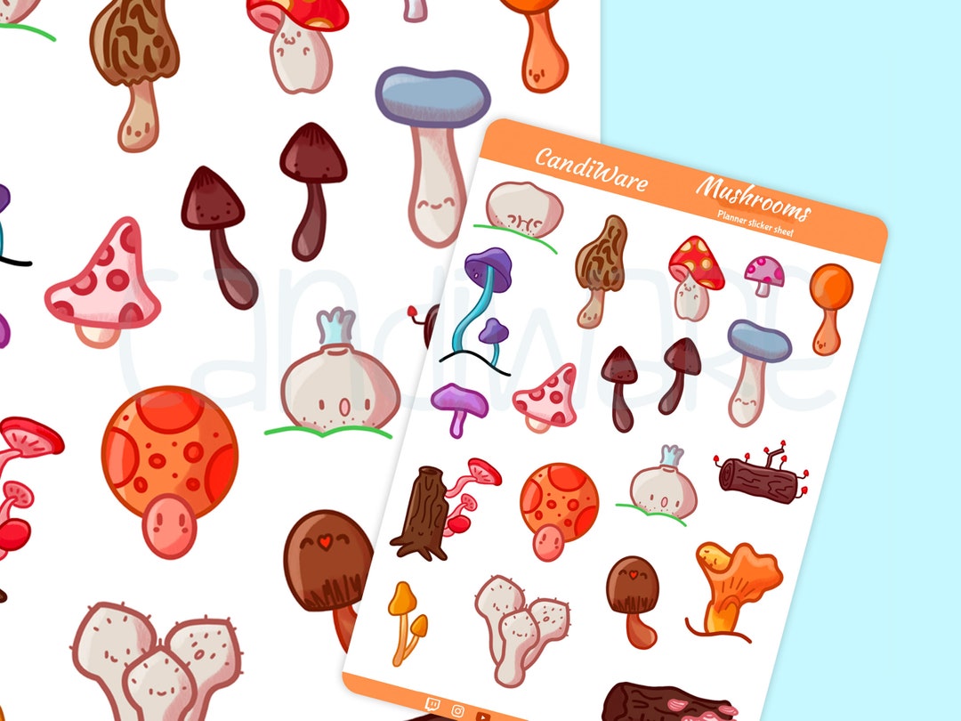 Kawaii Mushrooms Planner Stickers Cute Planner Stickers Planner ...