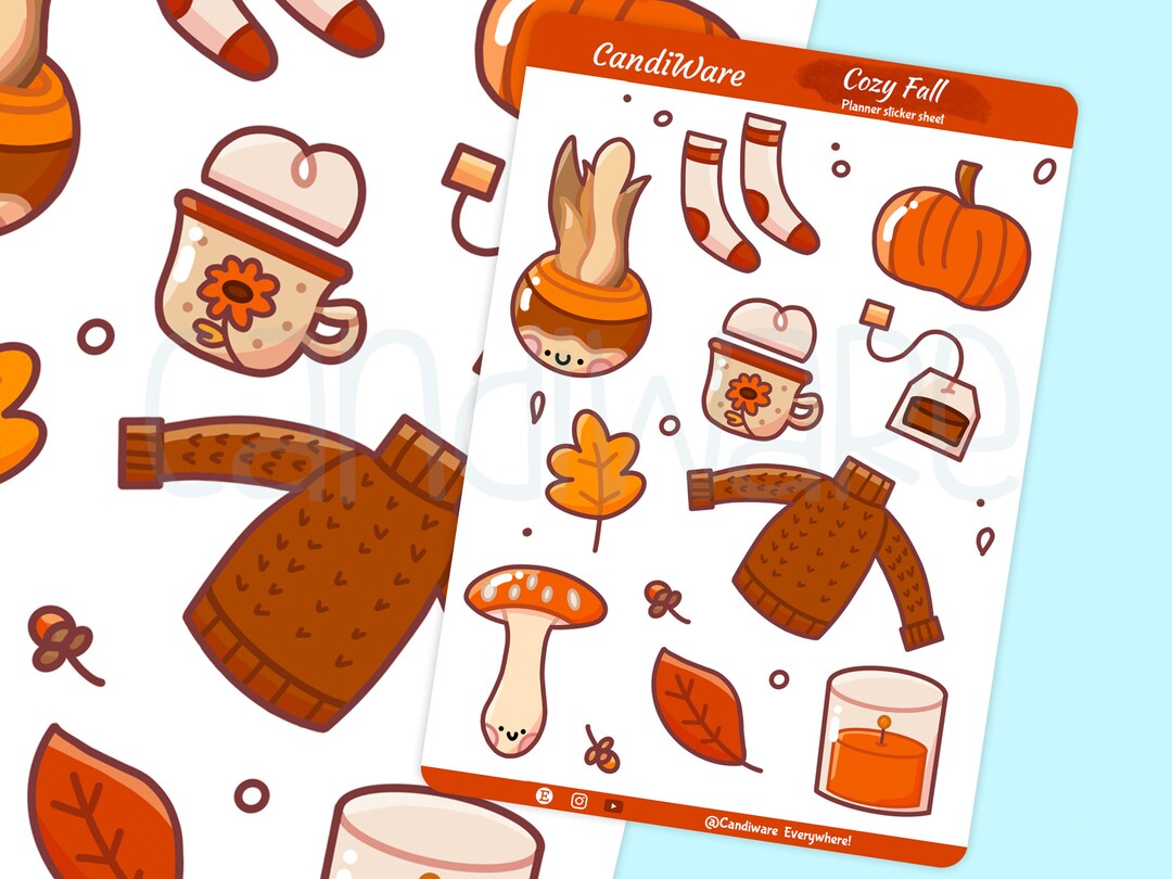 Cozy Fall Vibes Sticker Sheet Sticker Sheet Bullet Journal - Etsy