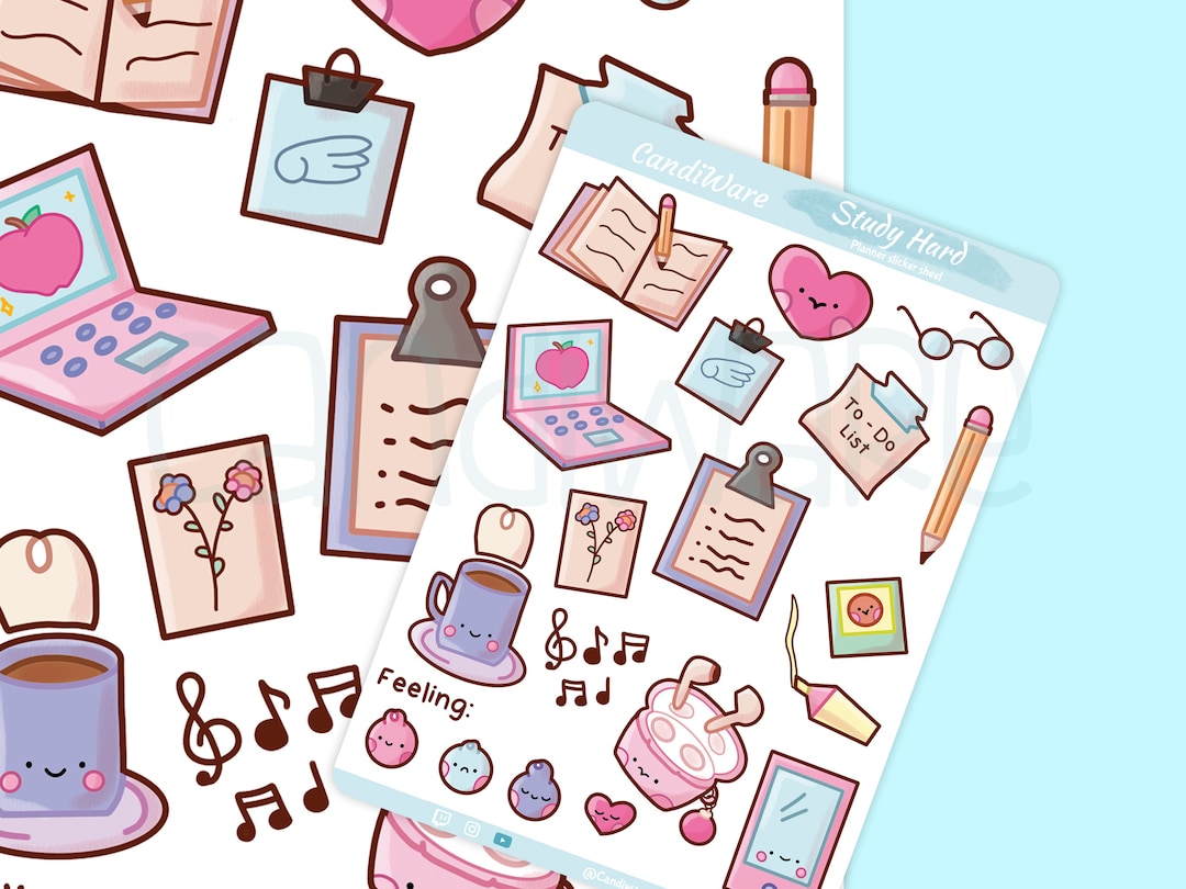 Study Sticker Sheet, Bullet Journal Stickers, Planner Stickers ...