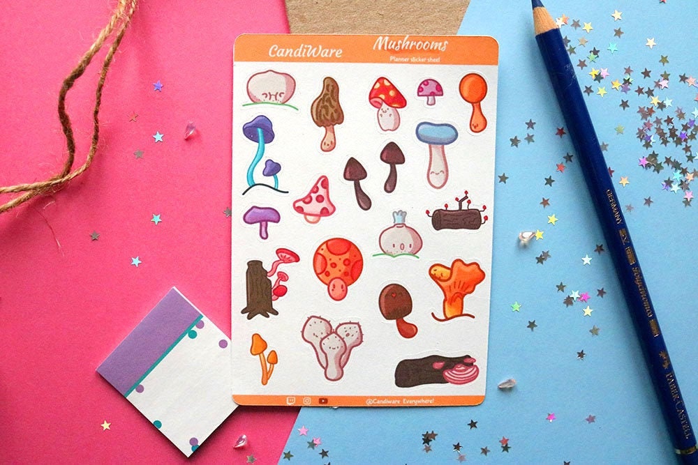 Kawaii Mushrooms Planner Stickers Cute Planner Stickers | Etsy