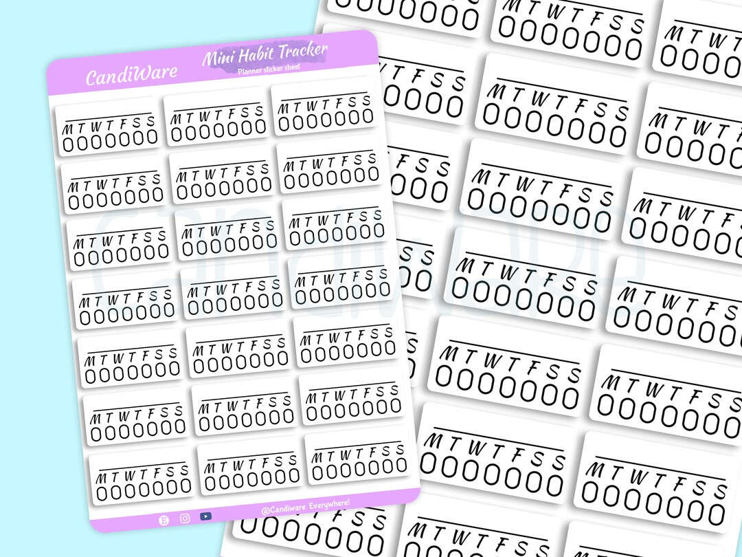 Weekly Mini Habit Tracker Sticker Sheet - Matte Sticker Paper - for ...