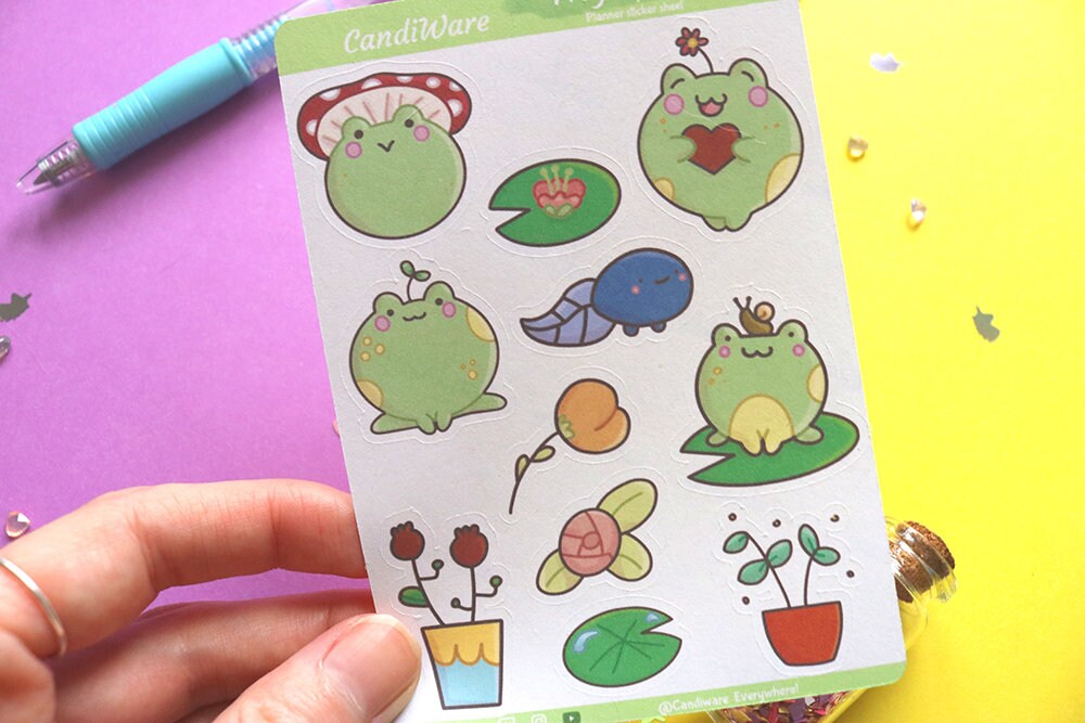 Froggie Sticker Sheet Cute Frog Stickers Sticker Sheet | Etsy