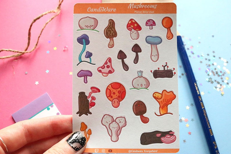 Kawaii Mushrooms Planner Stickers Cute Planner Stickers | Etsy