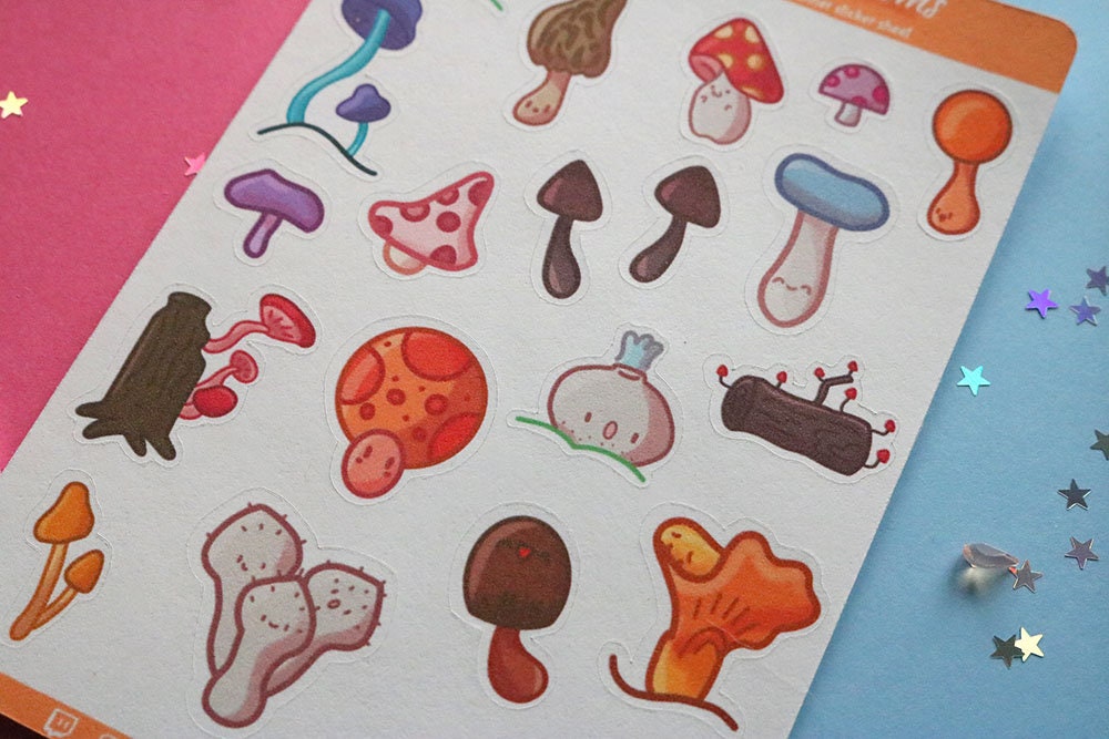 Kawaii Mushrooms Planner Stickers Cute Planner Stickers | Etsy