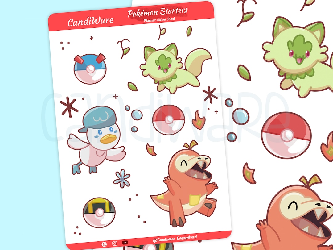 New Pokemon Starters Sticker Sheet - Bujo Bullet Journal and Planner - Etsy