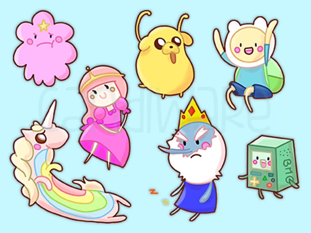 Kawaii Adventure Time Vinyl Sticker Pack: Planner Stickers - Set of 7 ...