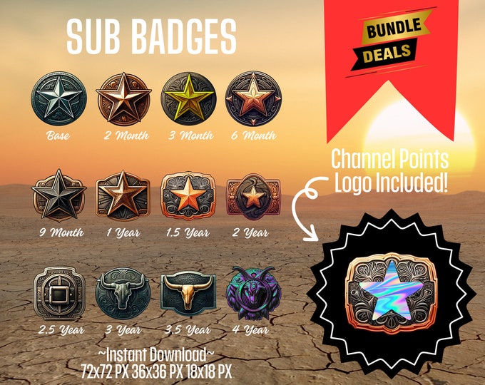 Cowboy Sub Badges: Twitch Subscriber Badges, Channel Points Logo ...