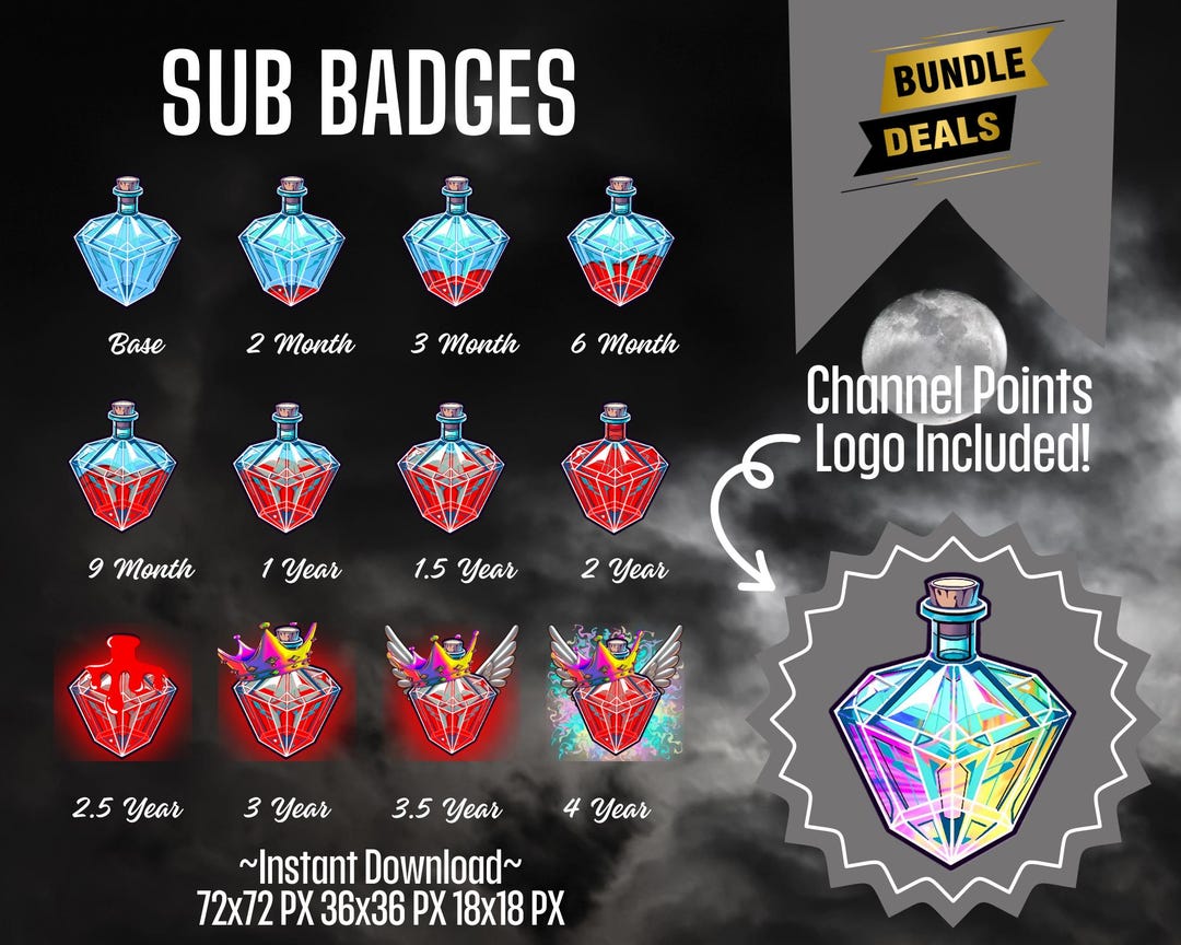 Vampire Blood Bottle Sub Badges, Twitch Subscriber Badges (digital ...
