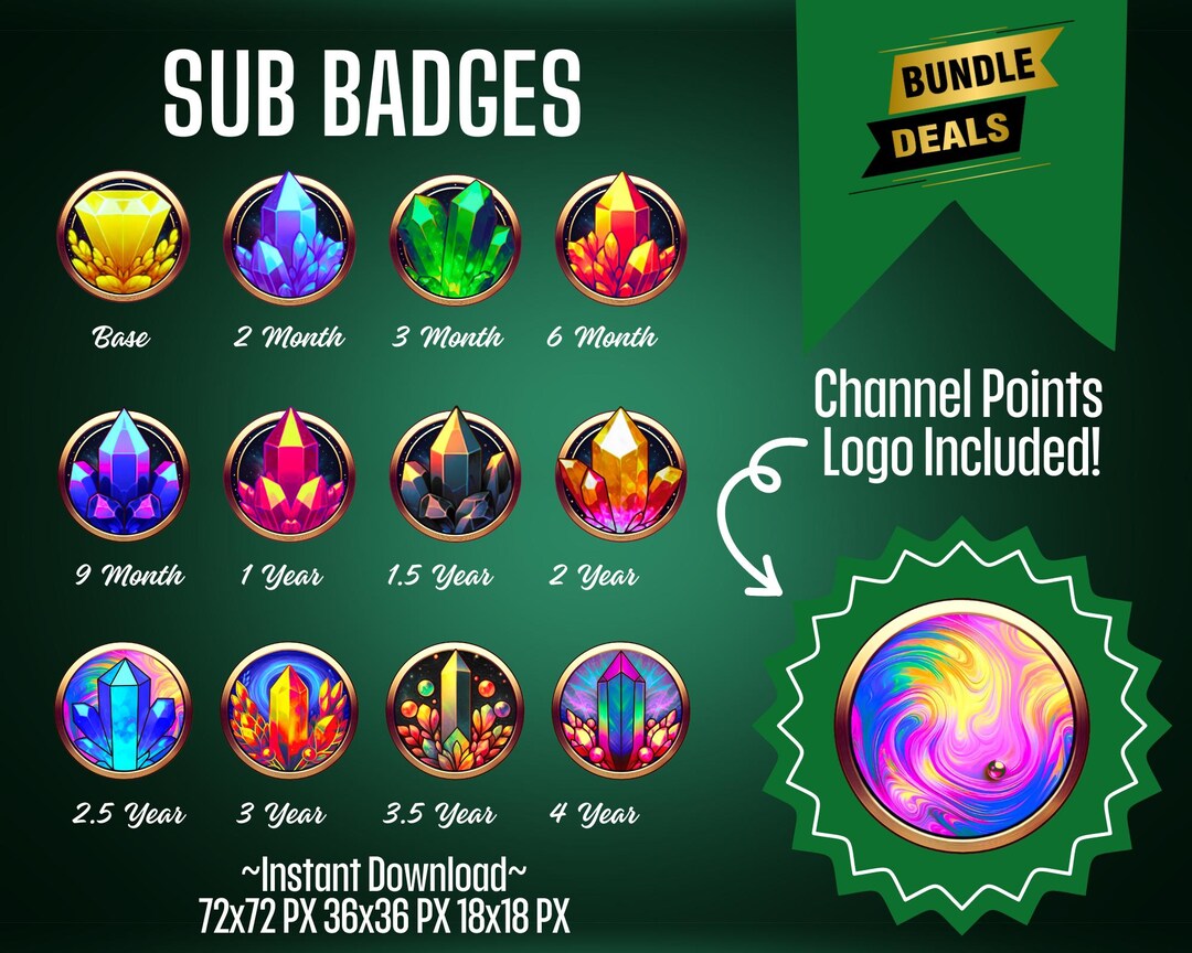Crystals Sub Badges, Twitch Badges, Youtube Badges, Subscriber Badges ...