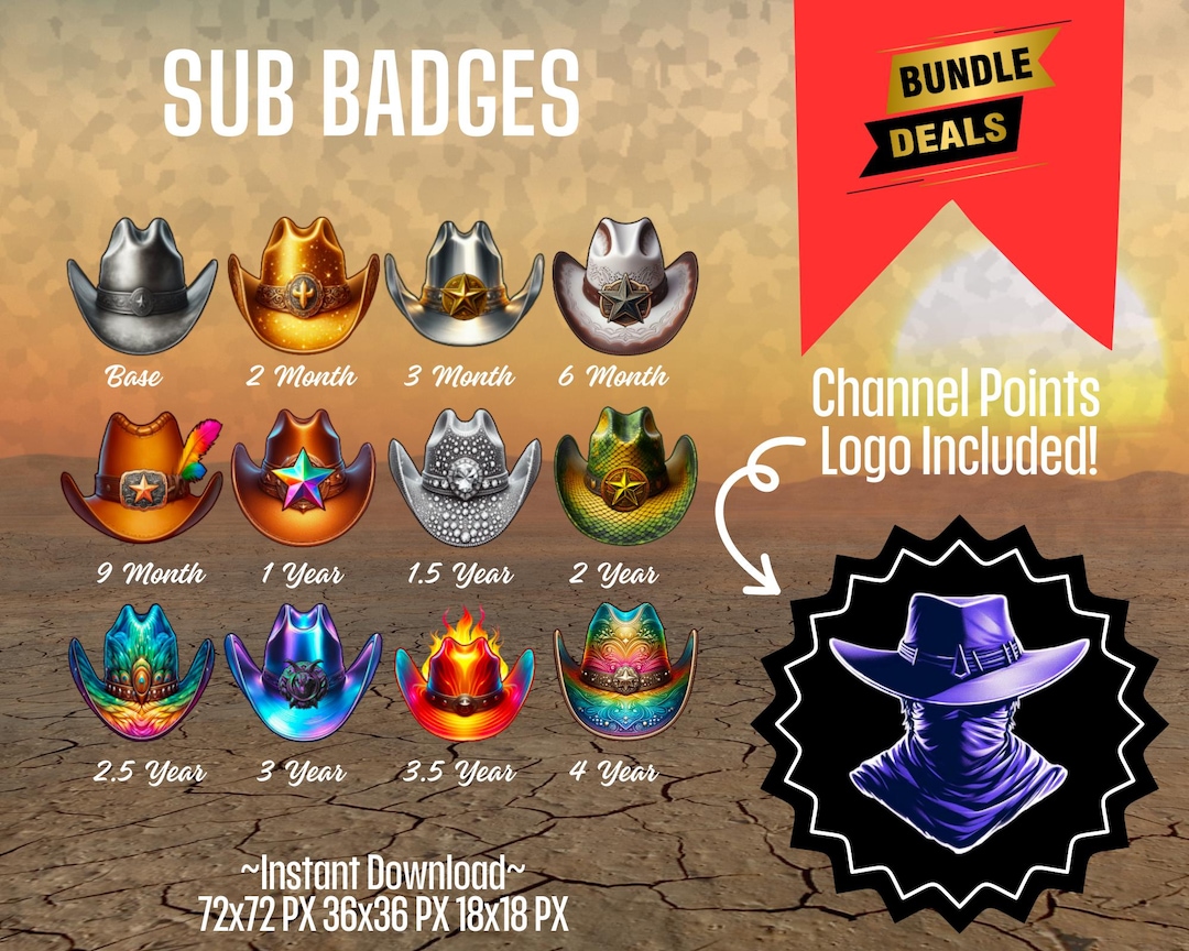 Cowboy Hats Sub Badges: Twitch, Youtube, Discord (digital Download) - Etsy