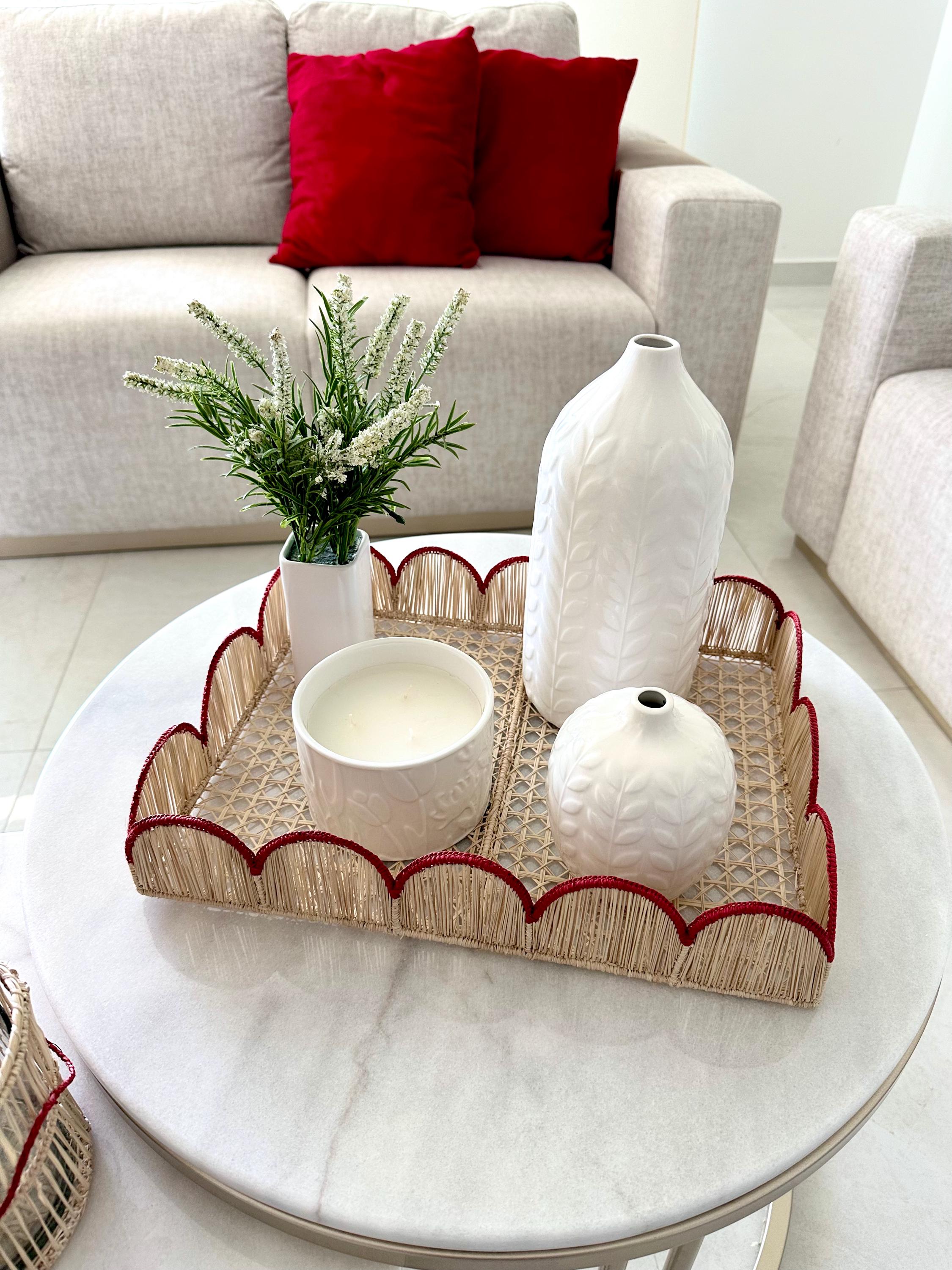 Scalloped Iraca Tray in - Colors / Straw Tray / Raffia / Tableware ...