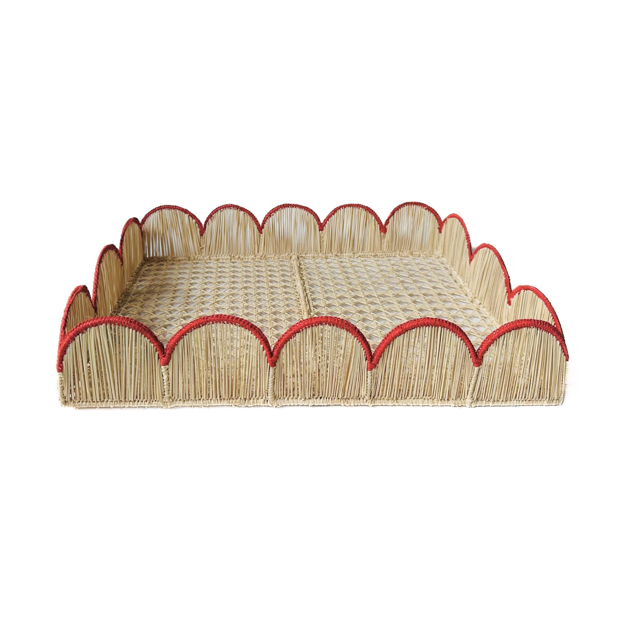 Scalloped Iraca Tray in - Colors / Straw Tray / Raffia / Tableware / Home Decor / Dinnerware ...