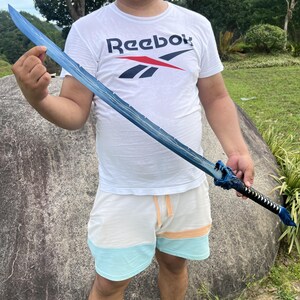 Handmade Japanese Samurai Katana Sword: Blue Lightning Blade, Leopard ...