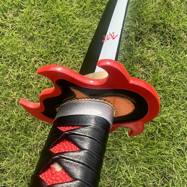Tanjiro Kagura Sword, Demon Slayer Katana, Anime Cosplay, Carbon Steel ...