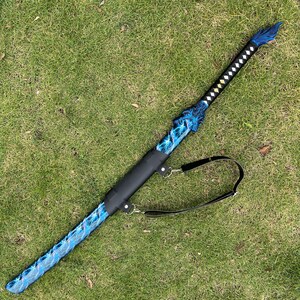 Handmade Japanese Samurai Katana Sword: Blue Lightning Blade, Leopard ...