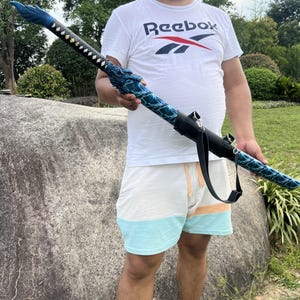 Handmade Japanese Samurai Katana Sword: Blue Lightning Blade, Leopard ...