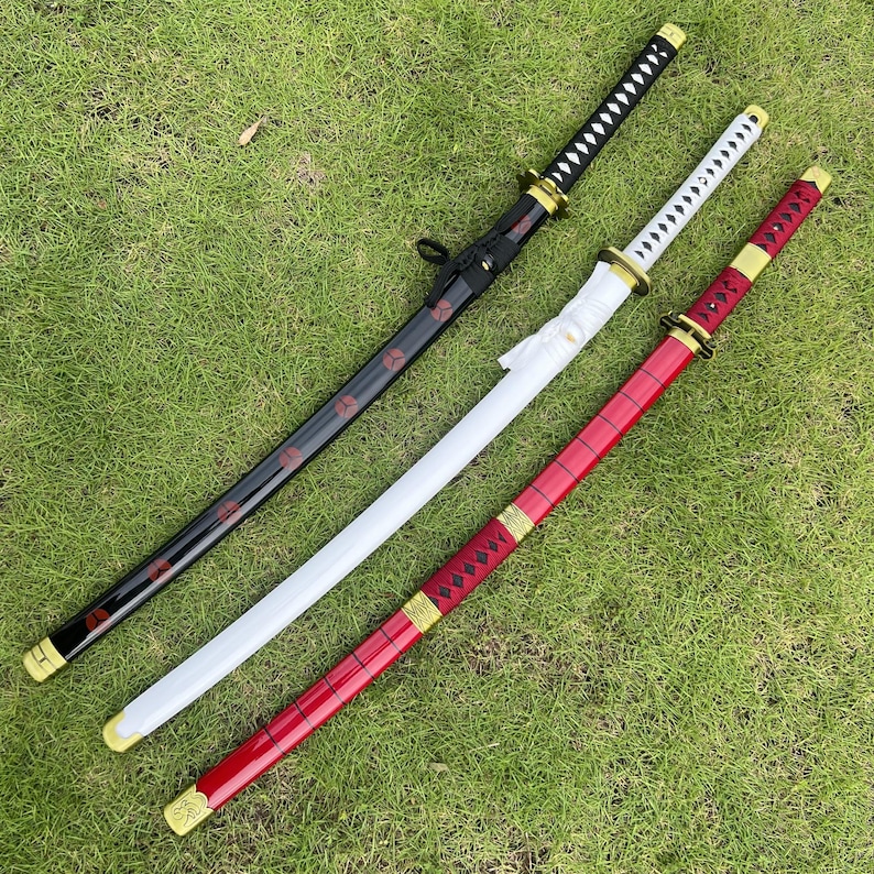 One Piece Zoro Swords Set, Hand Forged Katana, Wado Ichimonji, Shusui ...