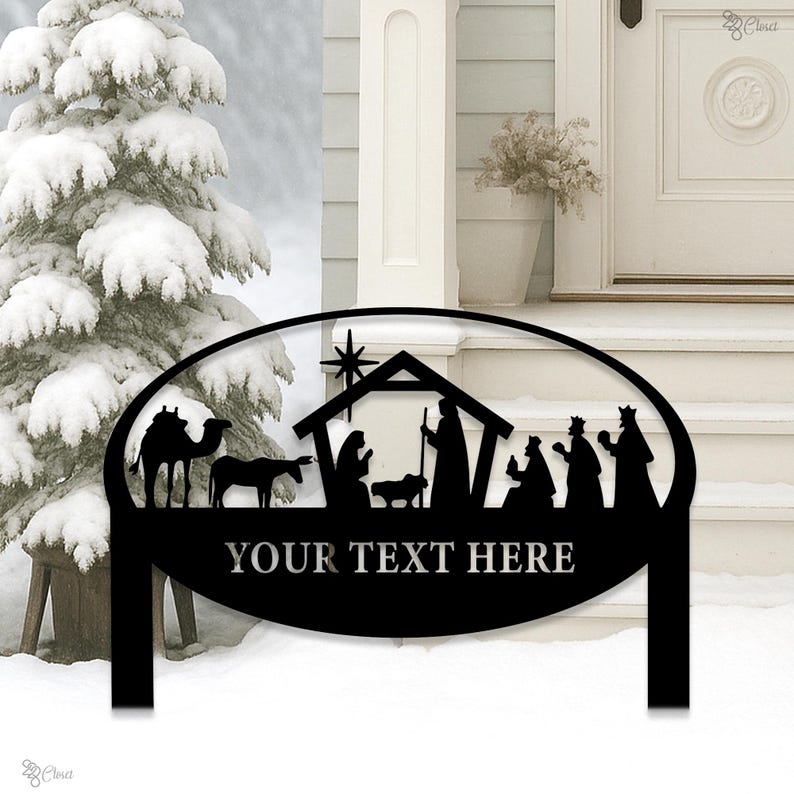 Nativity Scene Metal Yard Stake Holiday Decor Shadow Caster Christmas ...