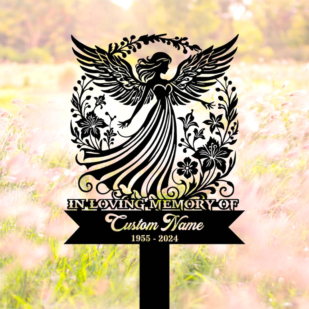 Custom Angel Memorial Plaque With Stake, Personalized Angel Grave ...