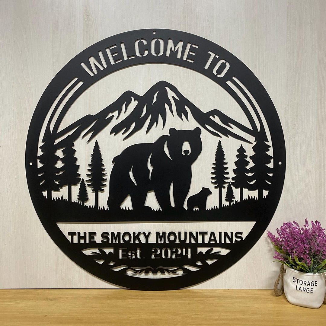 Personalized Bear Forest Metal Wall Decor, Custom Bear Family Name Sign ...