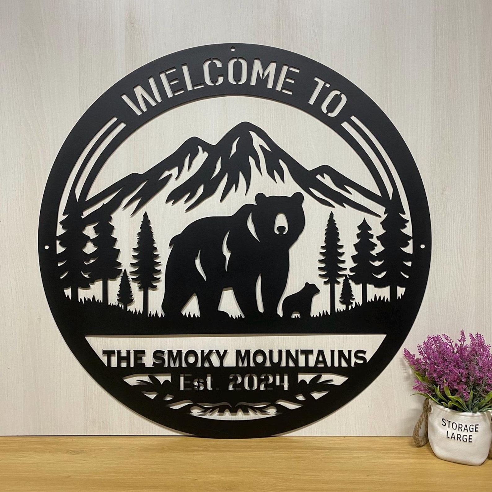 Personalized Bear Forest Metal Wall Decor, Custom Bear Family Name Sign ...