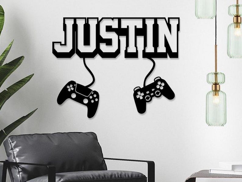 Custom Game Controller Metal Wall Art Led Lights, Gamer Name Sign, Game ...