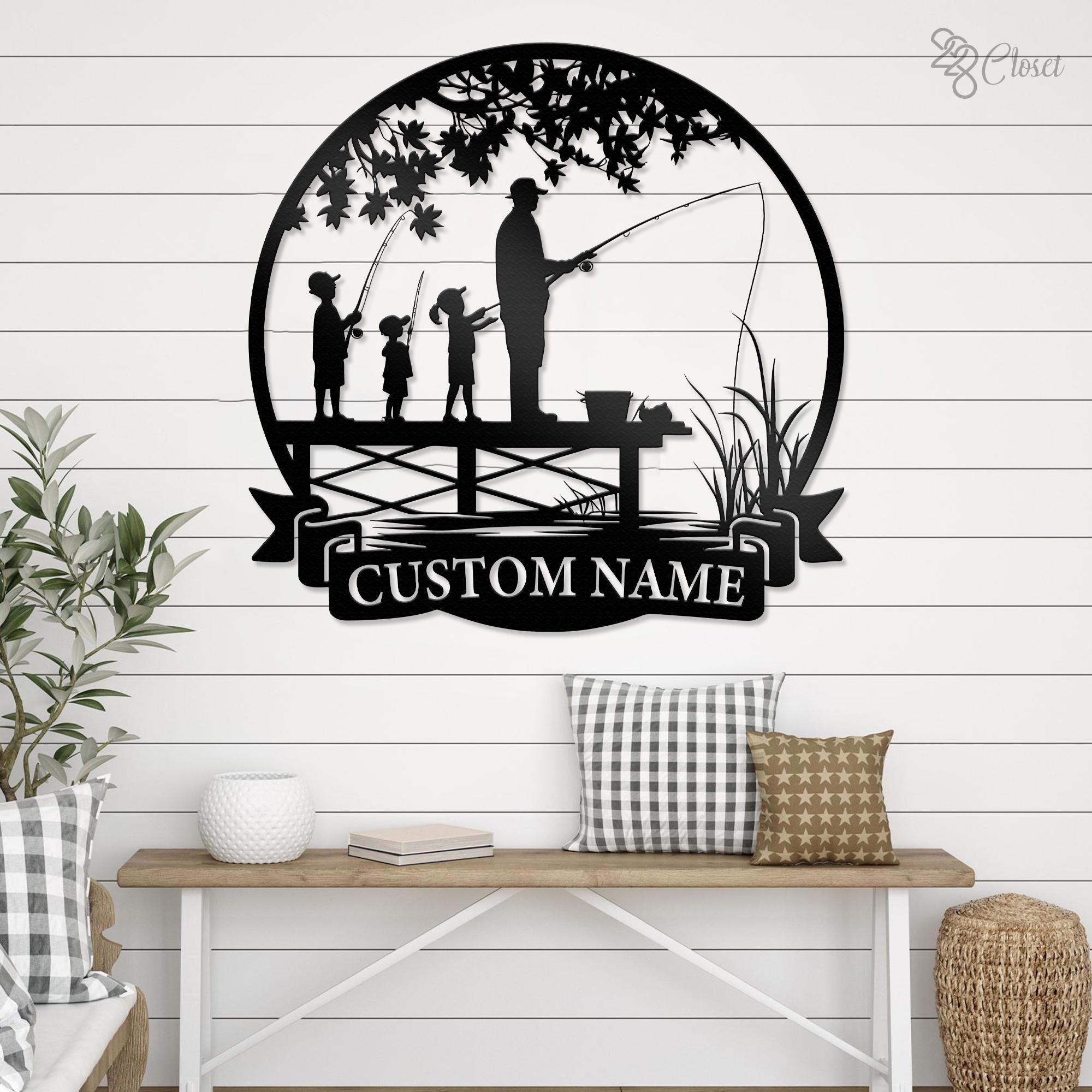 Custom Metal Fishing Sign, Personalized Metal Lake House Name Sign ...