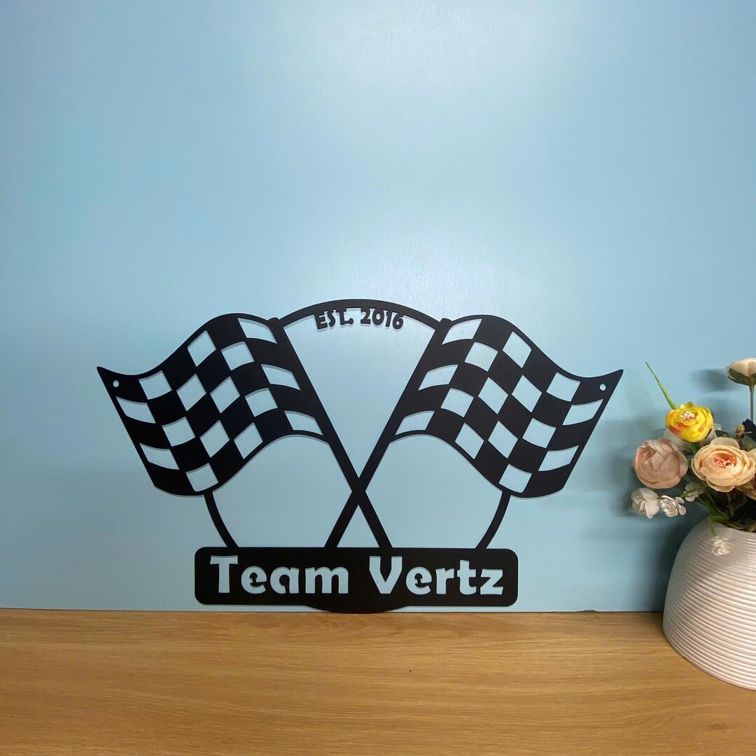 Custom Racing Flag Metal Wall, Checkered Racing Flag Metal Signs, Car ...