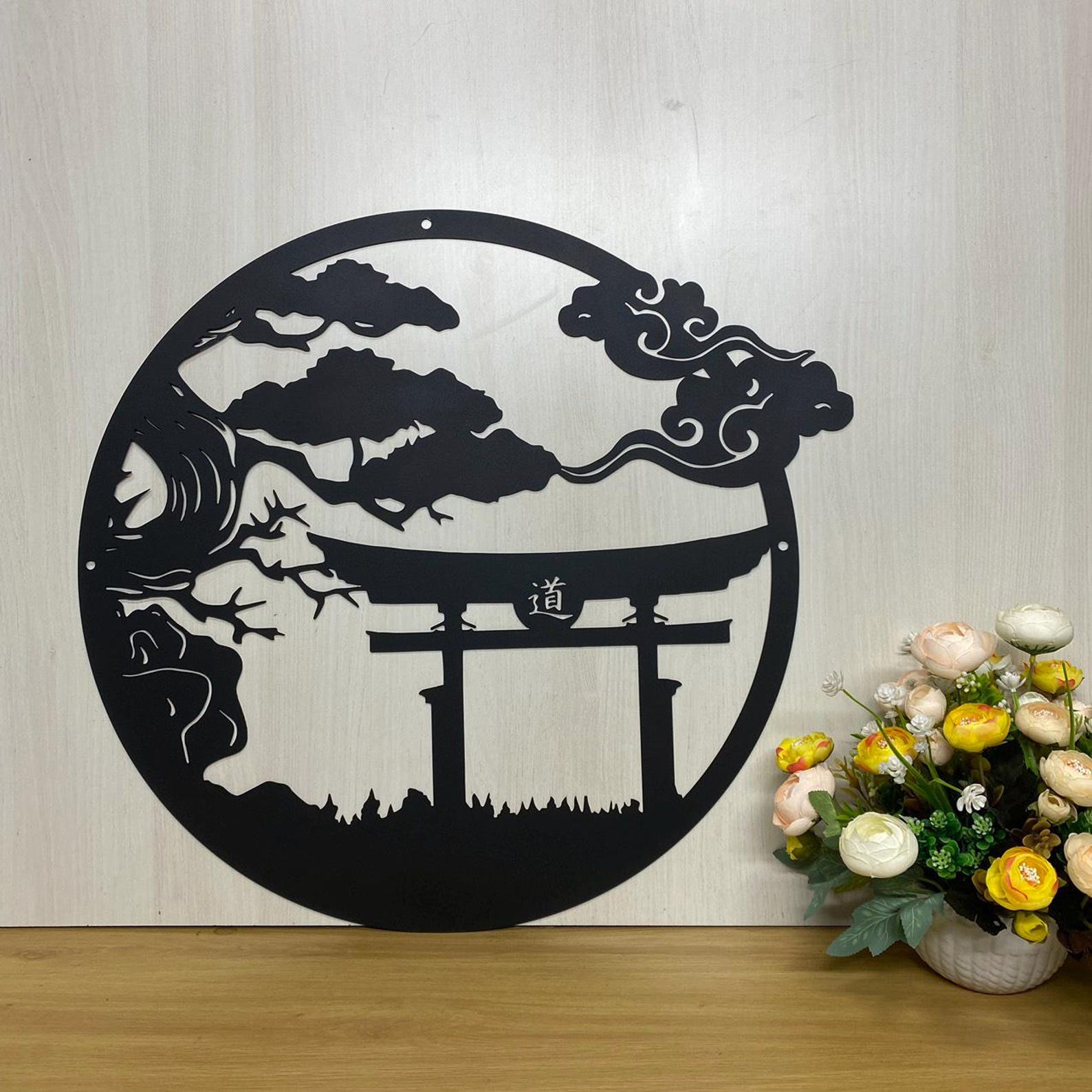 Japanese Torii Gate Bonsai Tree Metal Wall Decor,torii Gate Metal Wall ...