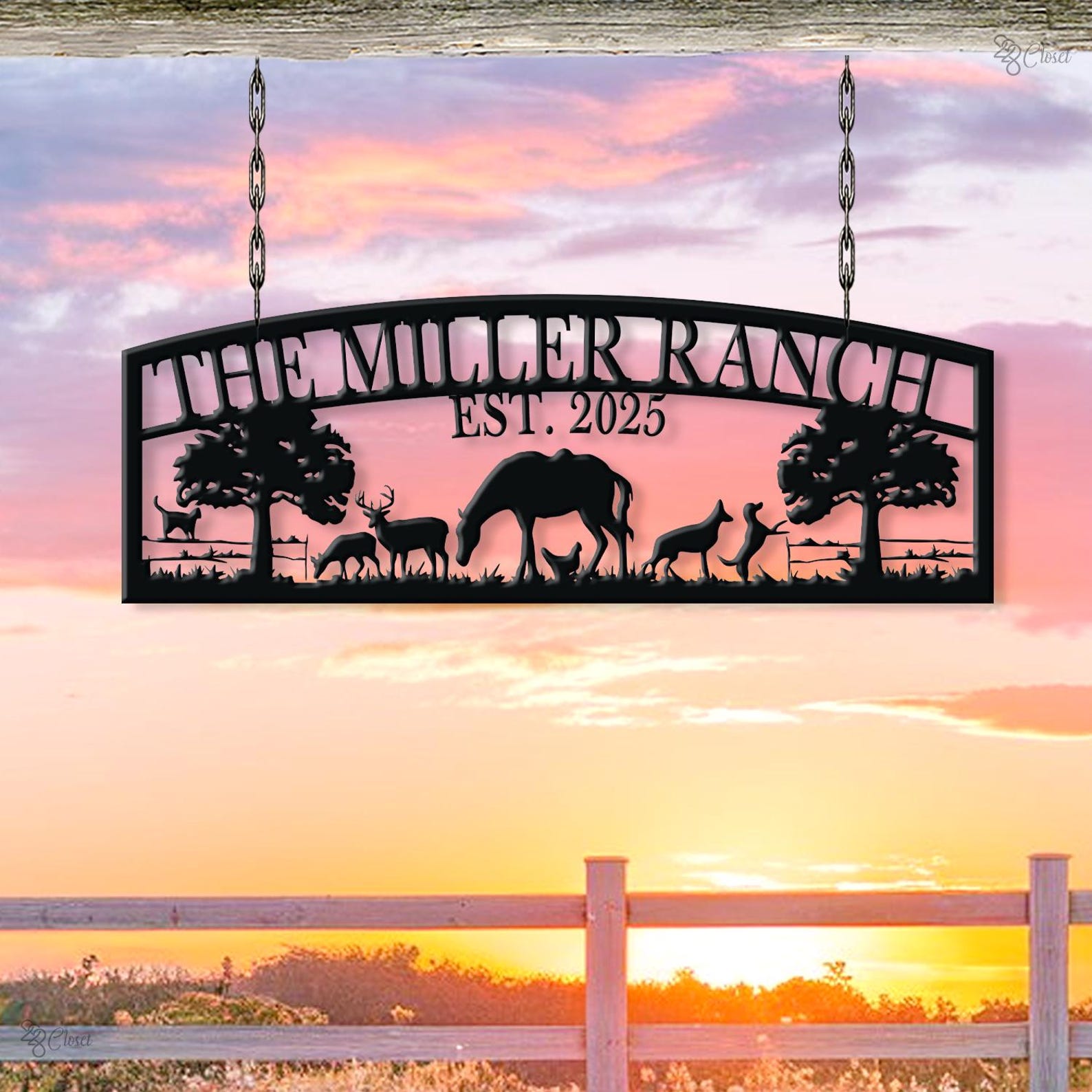 Custom Farmhouse Decor, Deer Wall, Personalized Farm Metal Sign, Farm ...