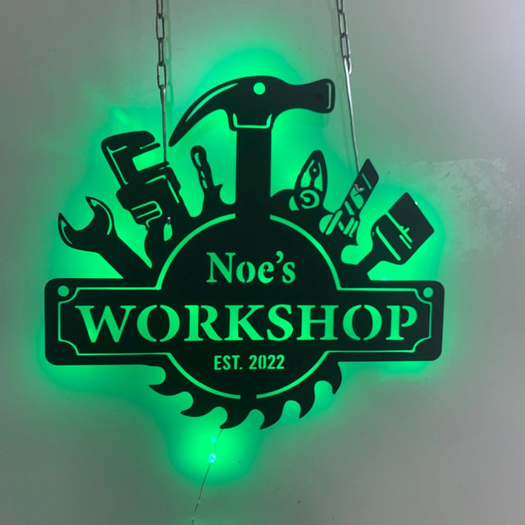 Custom Mechanic Workshop Metal Wall Art LED Lights,personalized ...