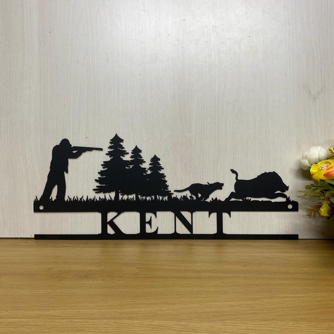 Custom Dog Hound Wild Boar Hunting Metal ,personalized Hunter Name Sign ...