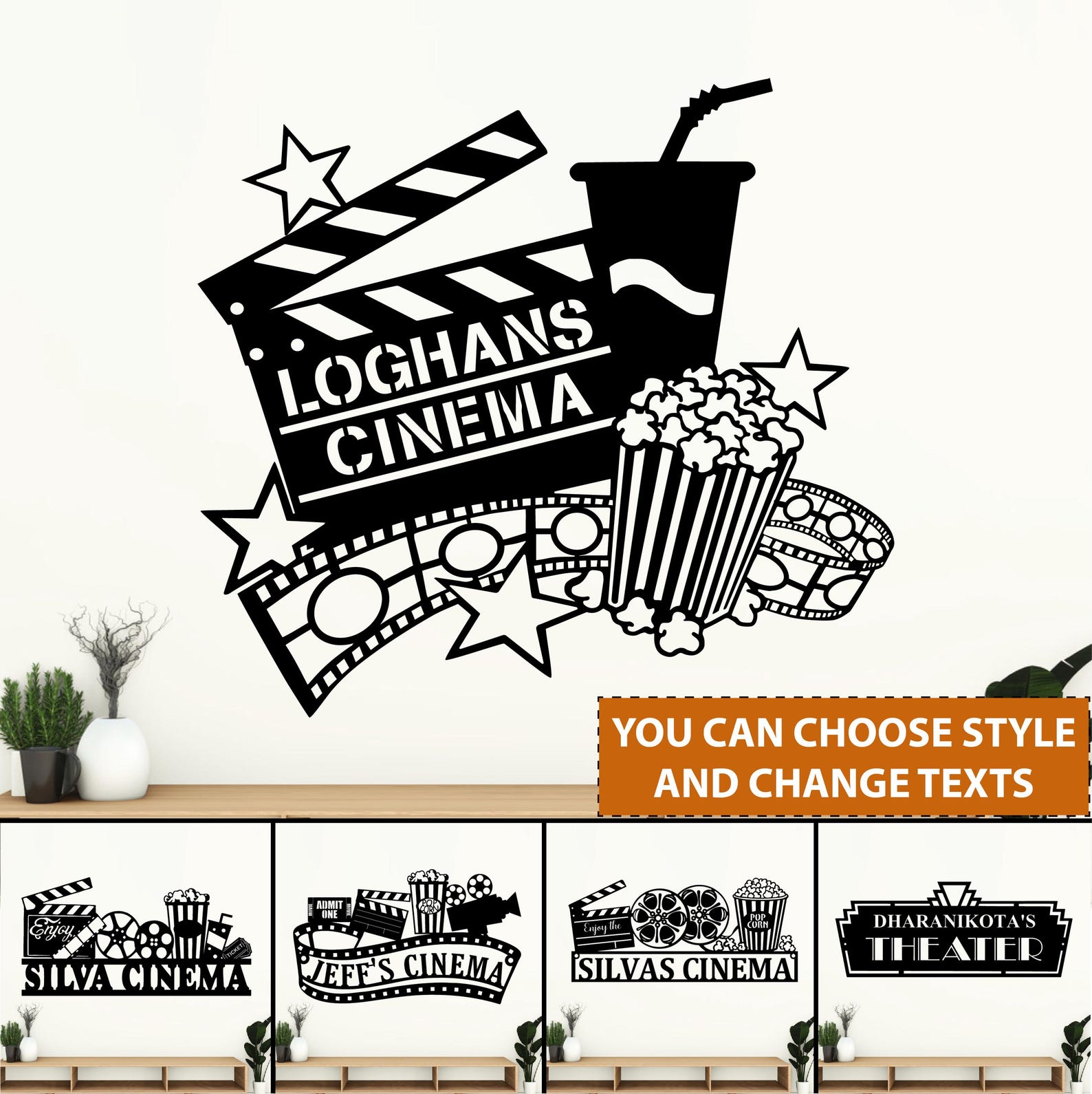Custom Home Theater Sign, Personalized Cinema Metal Wall, Wall Art With ...