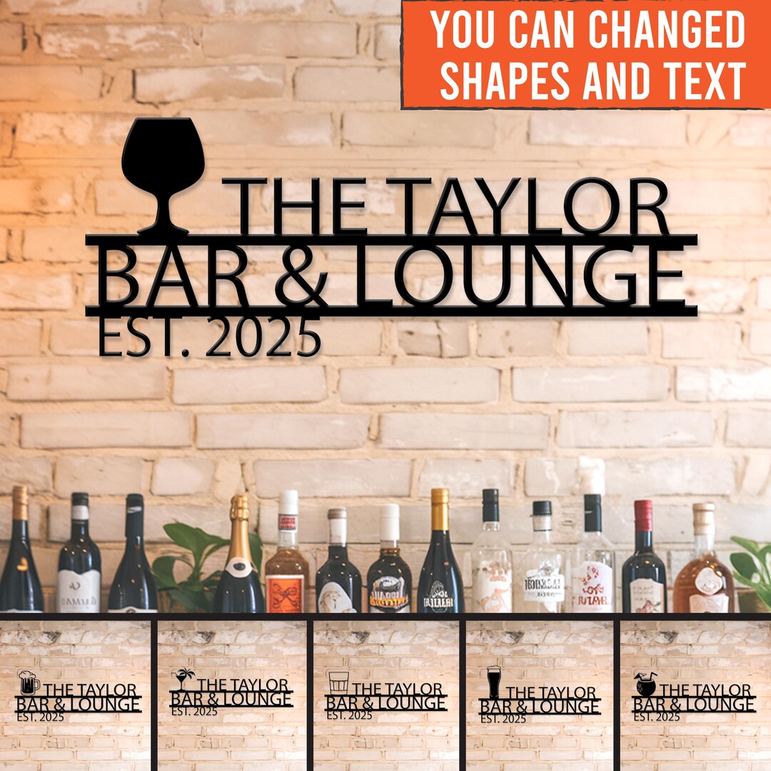 Custom Bar & Lounge Metal Sign, Personalized Bar Sign, Gift for Dad ...