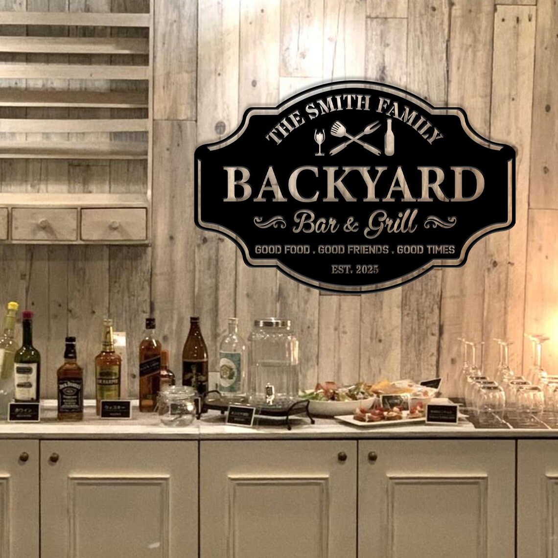 Personalized Backyard Sign Metal, Custom Bar & Grill Sign Metal Sign ...