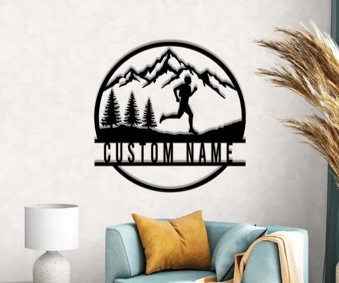 Custom Man Trail Running Metal Wall Art,personalized Runner Name Sign ...
