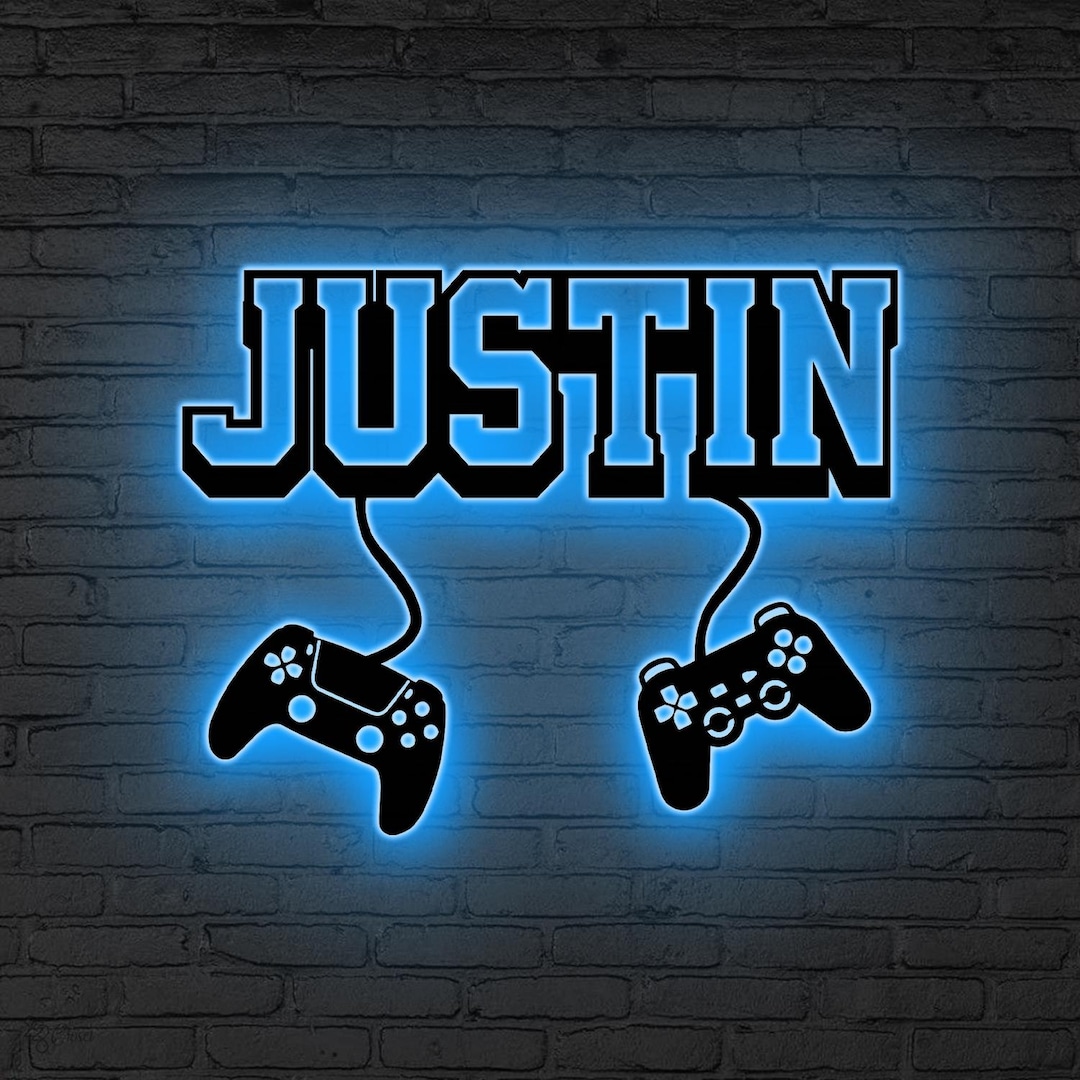 Custom Game Controller Metal Wall Art Led Lights, Gamer Name Sign, Game ...