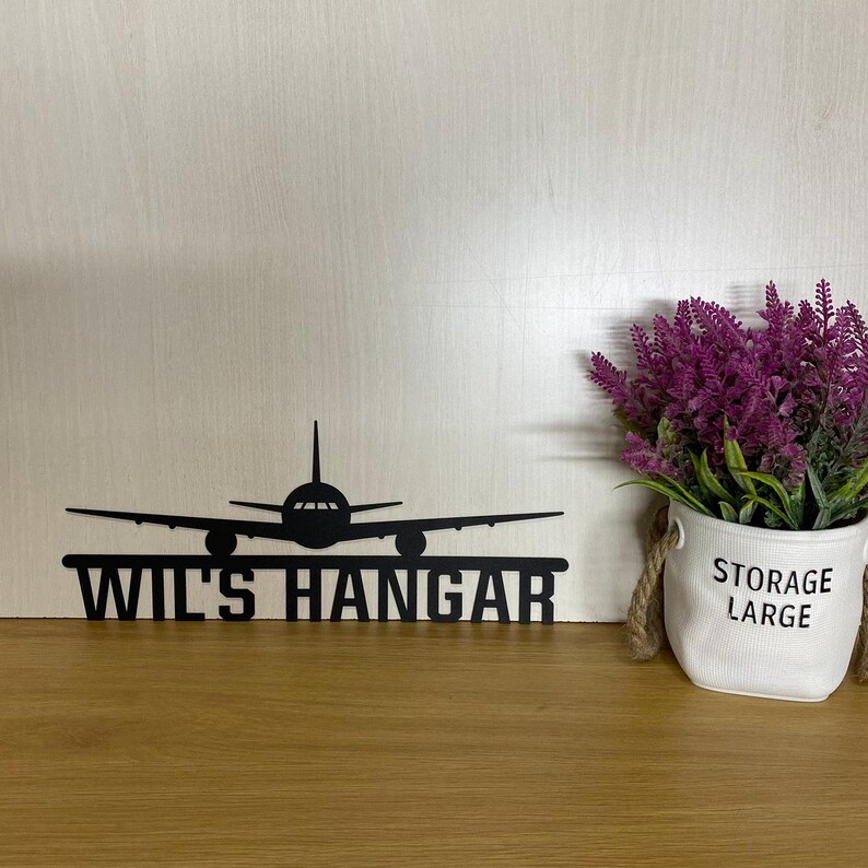 Custom Airplane Hangar Metal Wall Art, Personalized Pilot Name Metal ...