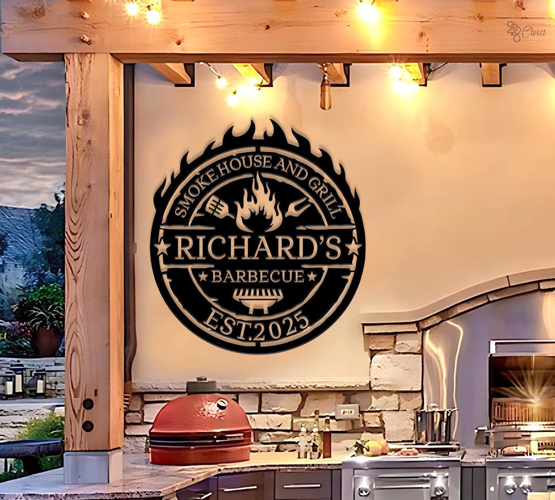 Custom Metal Barbecue Wall Art, Personalized BBQ Metal Sign, Barbecue ...