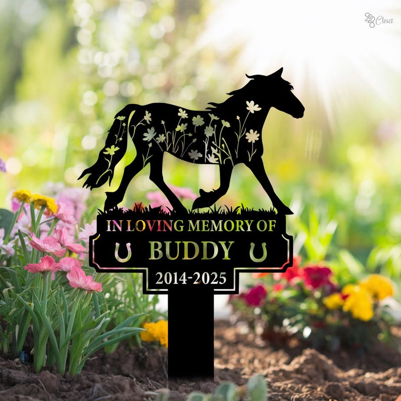 Custom Horse Memorial Garden Stake Pet Loss Gift Personalized Horse ...
