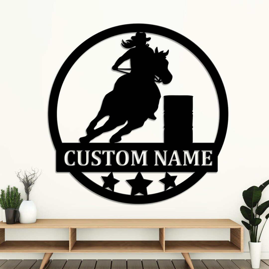 Personalized Barrel Racing Metal Sign Wall Art, Custom Racer Name Sign ...