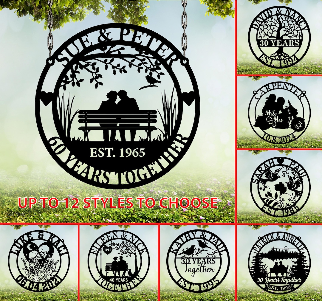 Custom Anniversary Metal Sign, Personalized Couple Name & Years ...